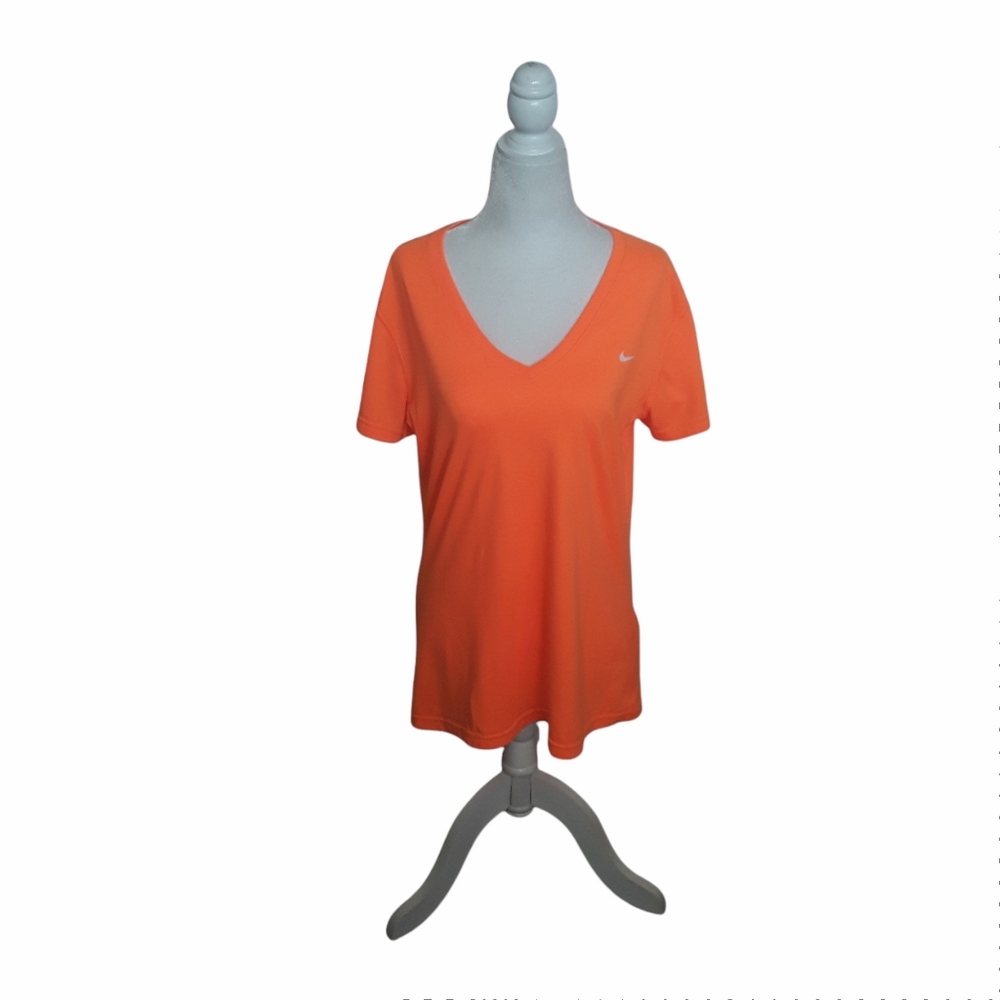 Nike Large Orange Dri-Fit Athletic Workout Short-Slee… - Gem